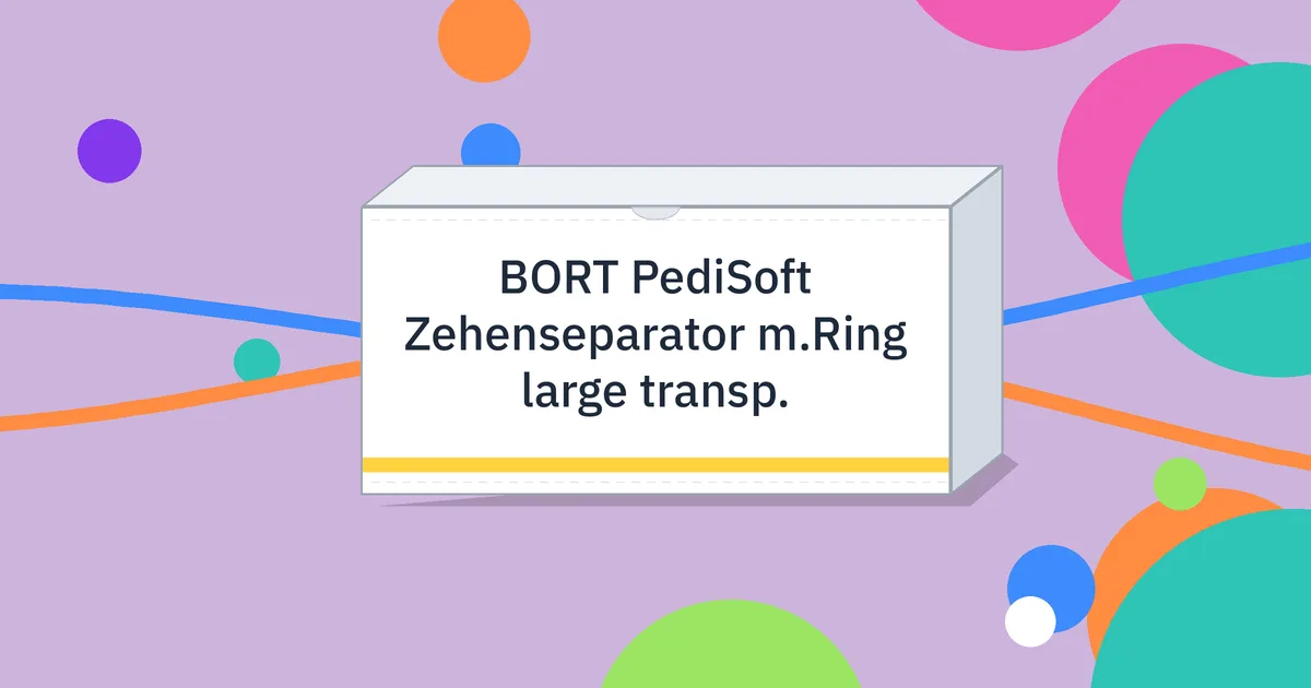 Symbolbild: Packung mit der Aufschrift BORT PediSoft Zehenseparator m.Ring large transp. (PZN 10995030) – Verfügbarkeit und Bezug in Apotheken in Frankfurt am Main