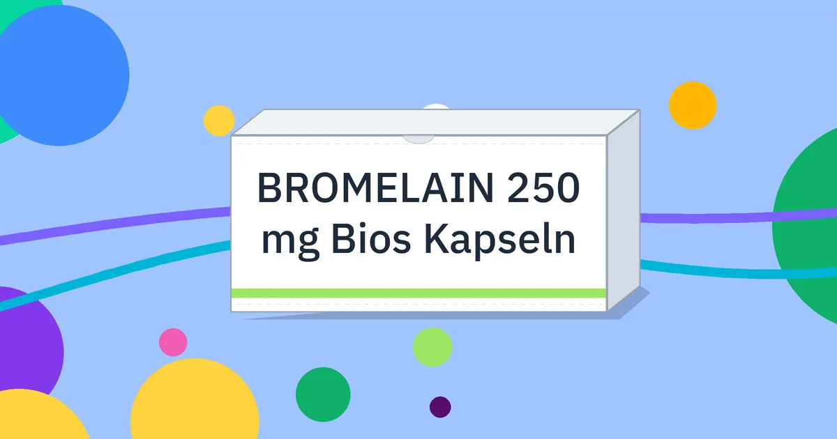 Symbolbild: Packung mit der Aufschrift BROMELAIN 250 mg Bios Kapseln (PZN 02570440) – Verfügbarkeit und Bezug in Apotheken in Frankfurt am Main