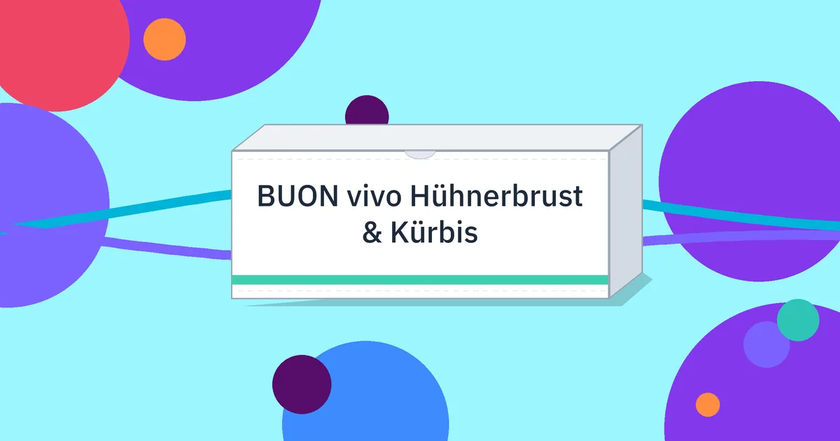 Symbolbild: Packung mit der Aufschrift BUON vivo Hühnerbrust & Kürbis (PZN 17553358) – Verfügbarkeit und Bezug in Apotheken in Frankfurt am Main