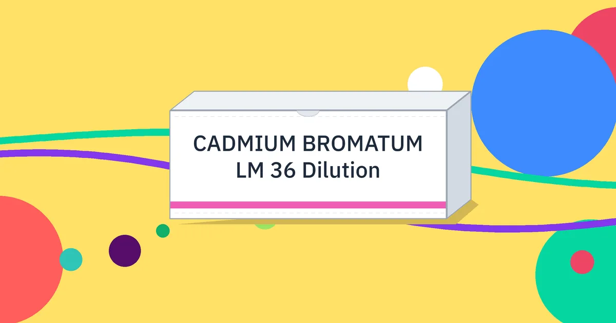 Symbolbild: Packung mit der Aufschrift CADMIUM BROMATUM LM 36 Dilution (PZN 12798084) – Verfügbarkeit und Bezug in Apotheken in Frankfurt am Main