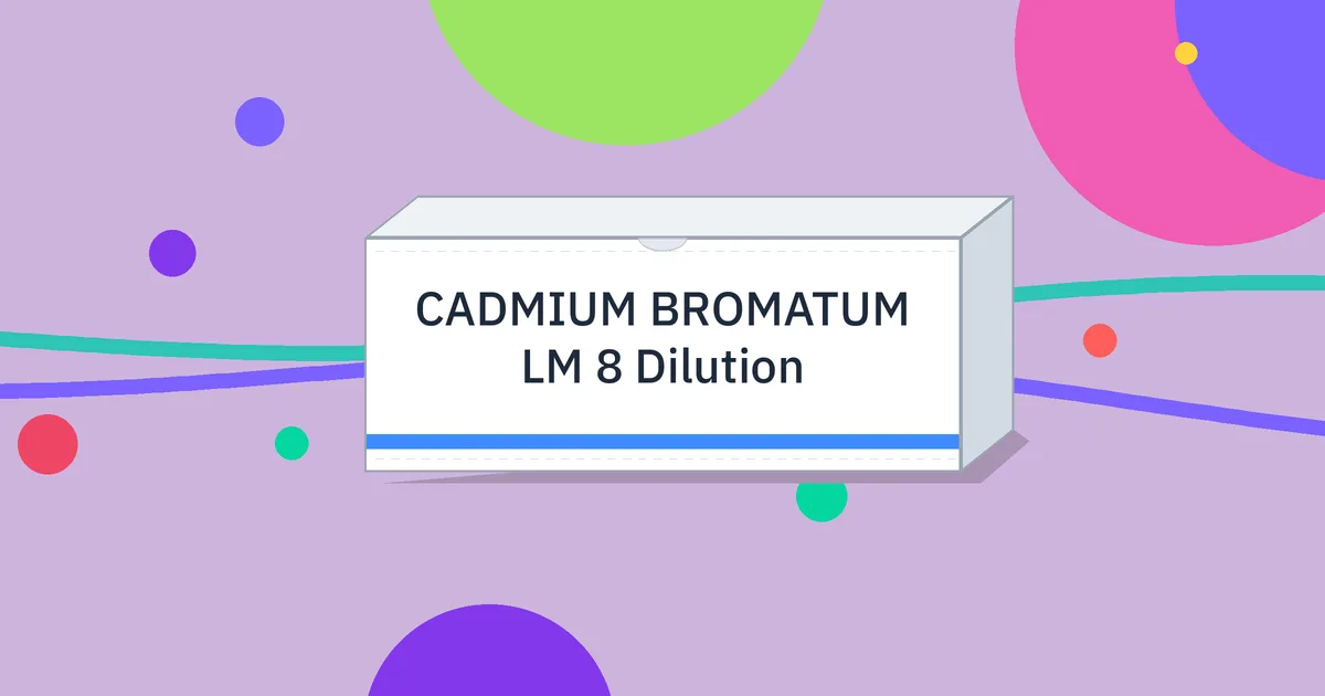 Symbolbild: Packung mit der Aufschrift CADMIUM BROMATUM LM 8 Dilution (PZN 12797794) – Verfügbarkeit und Bezug in Apotheken in Frankfurt am Main