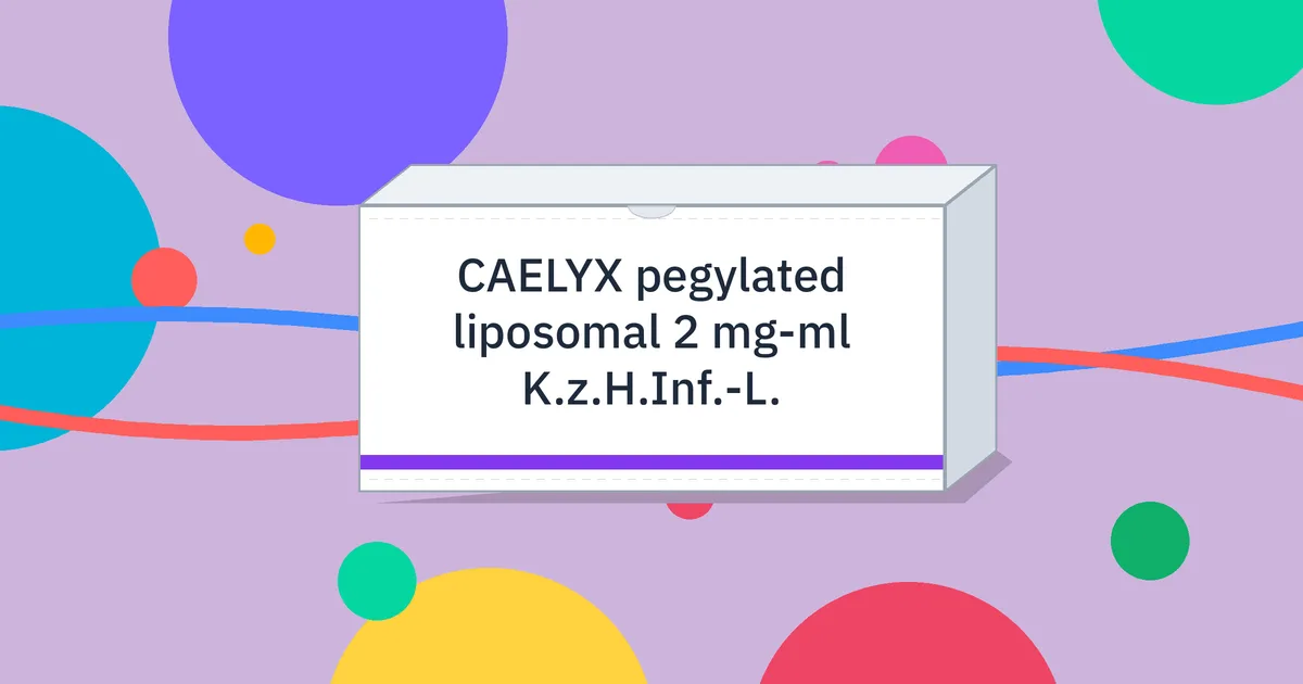 Symbolbild: Packung mit der Aufschrift CAELYX pegylated liposomal 2 mg-ml K.z.H.Inf.-L. (PZN 16868019) – Verfügbarkeit und Bezug in Apotheken in Frankfurt am Main