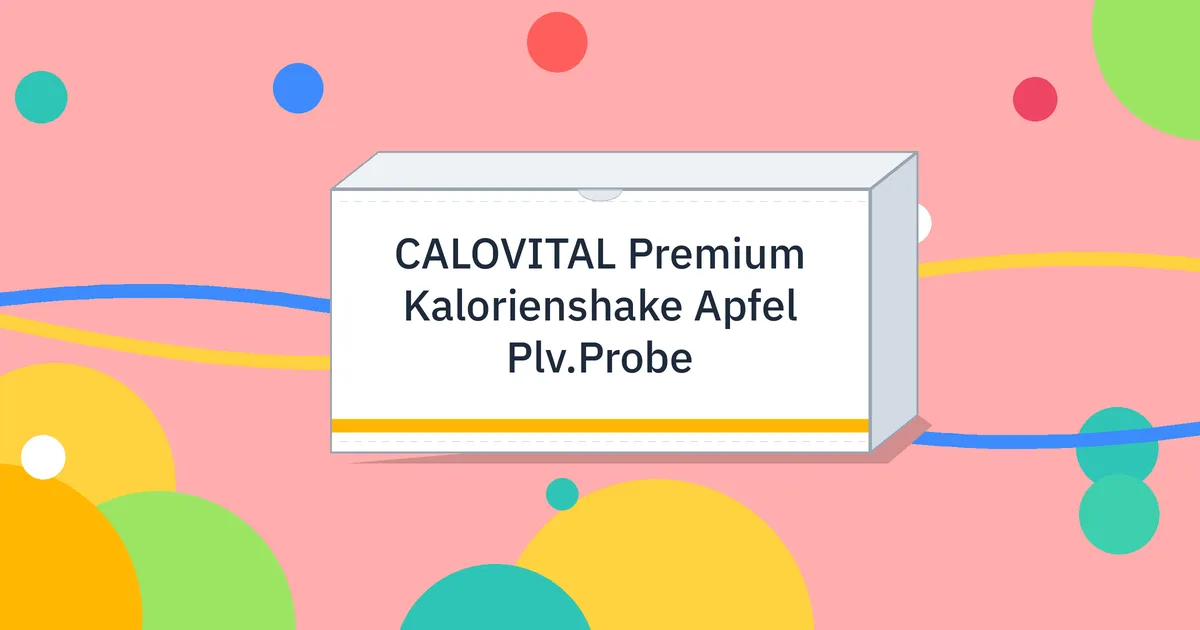 Symbolbild: Packung mit der Aufschrift CALOVITAL Premium Kalorienshake Apfel Plv.Probe (PZN 19823129) – Verfügbarkeit und Bezug in Apotheken in Frankfurt am Main