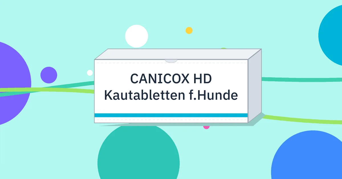 Symbolbild: Packung mit der Aufschrift CANICOX HD Kautabletten f.Hunde (PZN 17834761) – Verfügbarkeit und Bezug in Apotheken in Frankfurt am Main