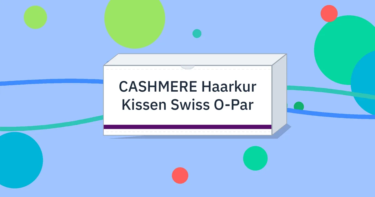 Symbolbild: Packung mit der Aufschrift CASHMERE Haarkur Kissen Swiss O-Par (PZN 02259601) – Verfügbarkeit und Bezug in Apotheken in Frankfurt am Main