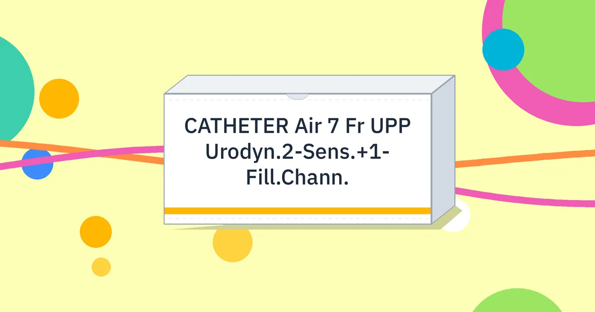 Symbolbild: Packung mit der Aufschrift CATHETER Air 7 Fr UPP Urodyn.2-Sens.+1-Fill.Chann. (PZN 20930215) – Verfügbarkeit und Bezug in Apotheken in Frankfurt am Main