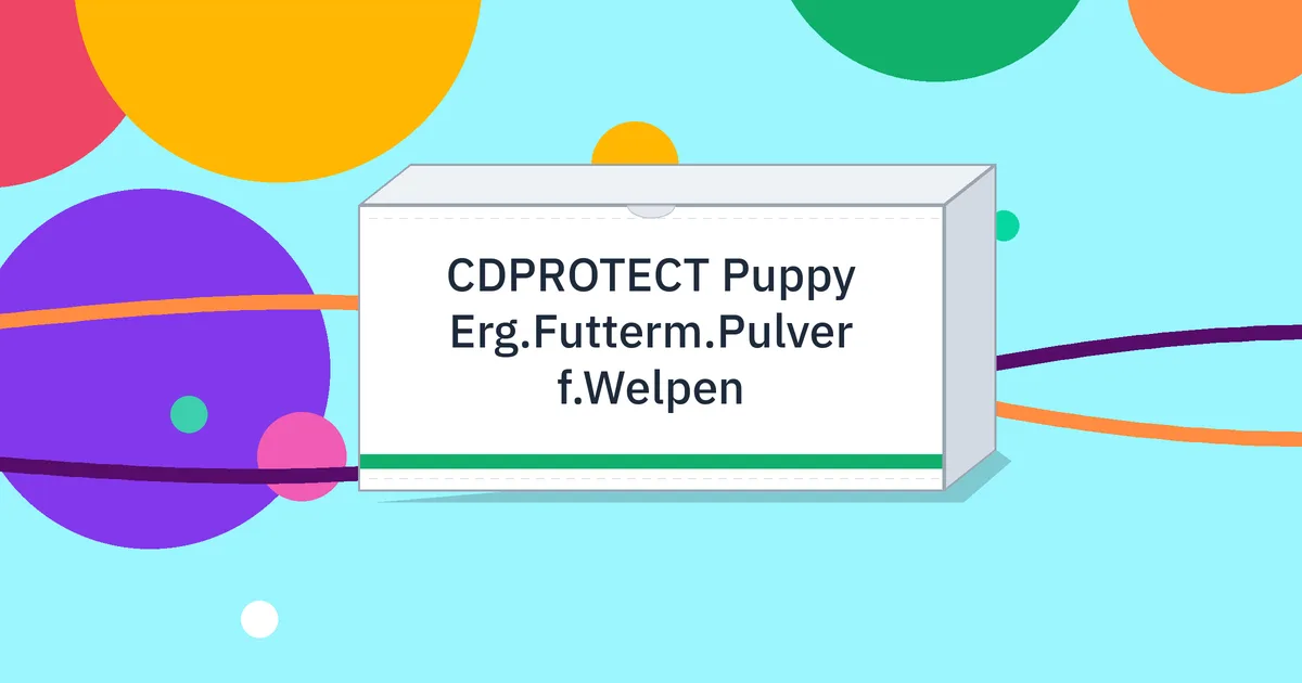 Symbolbild: Packung mit der Aufschrift CDPROTECT Puppy Erg.Futterm.Pulver f.Welpen (PZN 20326169) – Verfügbarkeit und Bezug in Apotheken in Frankfurt am Main
