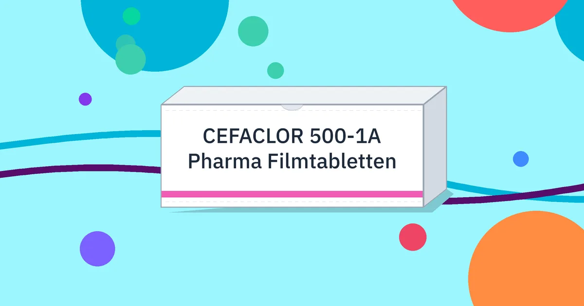 Symbolbild: Packung mit der Aufschrift CEFACLOR 500-1A Pharma Filmtabletten (PZN 00113738) – Verfügbarkeit und Bezug in Apotheken in Frankfurt am Main