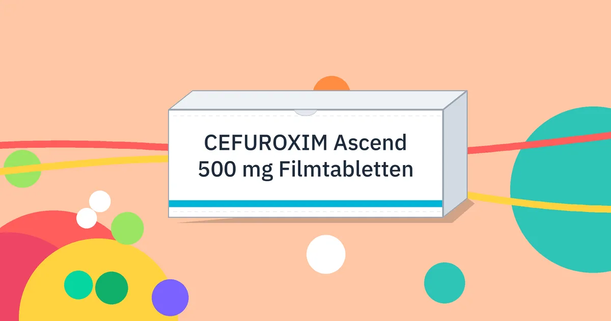 Symbolbild: Packung mit der Aufschrift CEFUROXIM Ascend 500 mg Filmtabletten (PZN 18250789) – Verfügbarkeit und Bezug in Apotheken in Frankfurt am Main