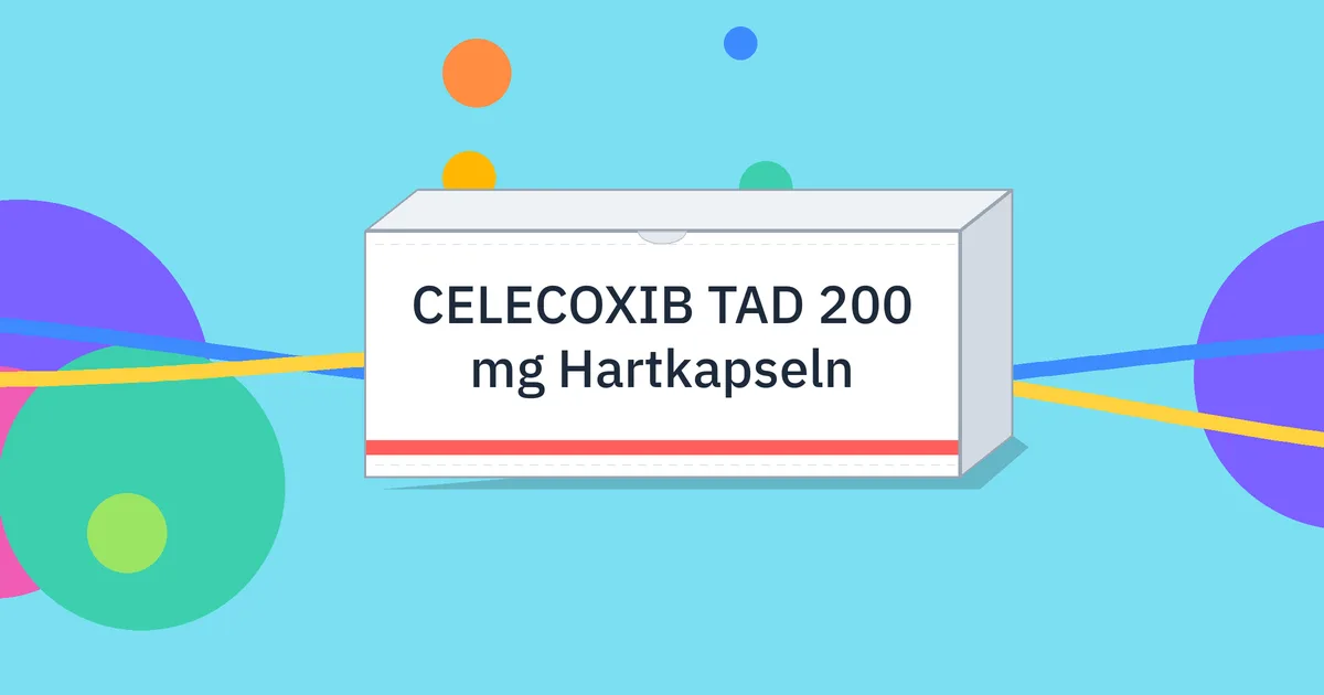 Symbolbild: Packung mit der Aufschrift CELECOXIB TAD 200 mg Hartkapseln (PZN 10763822) – Verfügbarkeit und Bezug in Apotheken in Frankfurt am Main