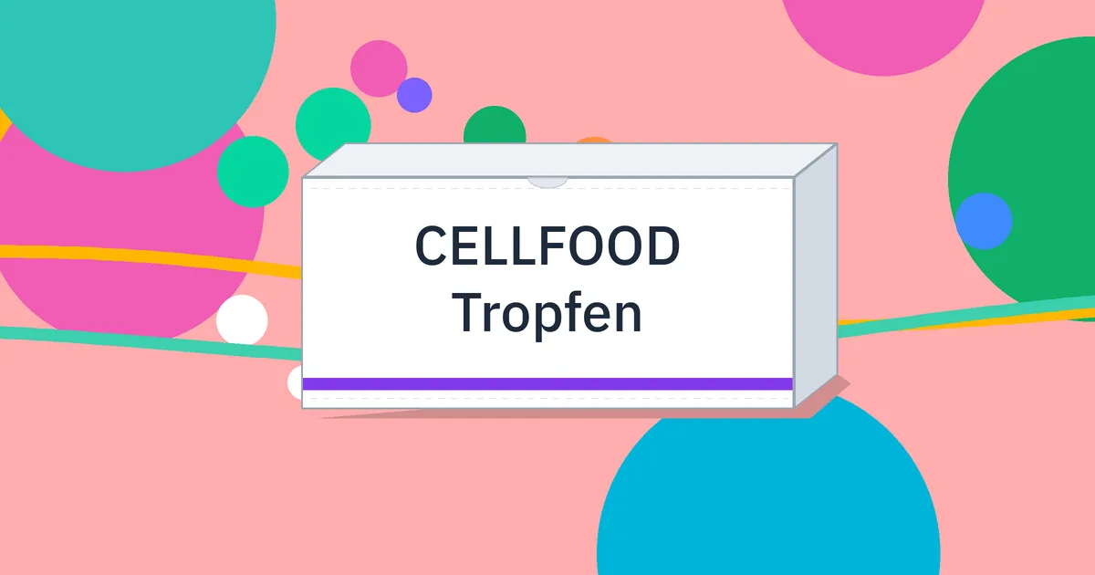 Symbolbild: Packung mit der Aufschrift CELLFOOD Tropfen (PZN 09513422) – Verfügbarkeit und Bezug in Apotheken in Frankfurt am Main