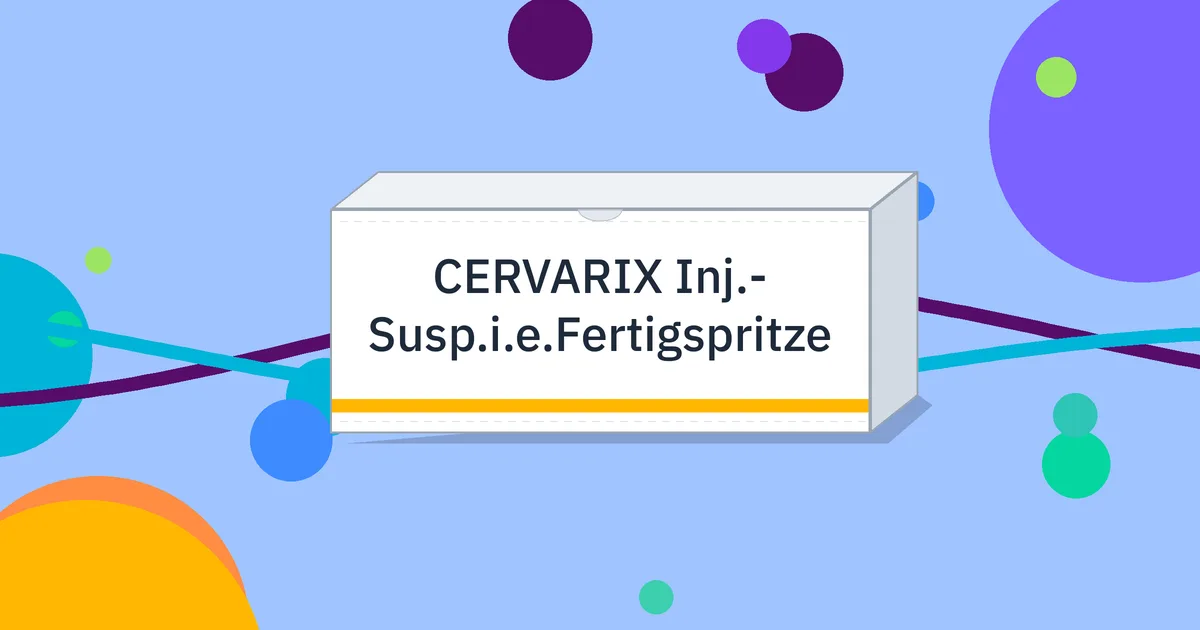 Symbolbild: Packung mit der Aufschrift CERVARIX Inj.-Susp.i.e.Fertigspritze (PZN 19858530) – Verfügbarkeit und Bezug in Apotheken in Frankfurt am Main