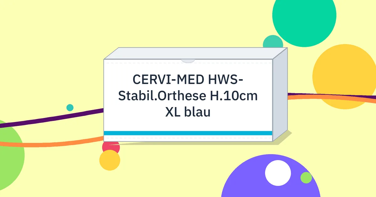 Symbolbild: Packung mit der Aufschrift CERVI-MED HWS-Stabil.Orthese H.10cm XL blau (PZN 20304819) – Verfügbarkeit und Bezug in Apotheken in Frankfurt am Main