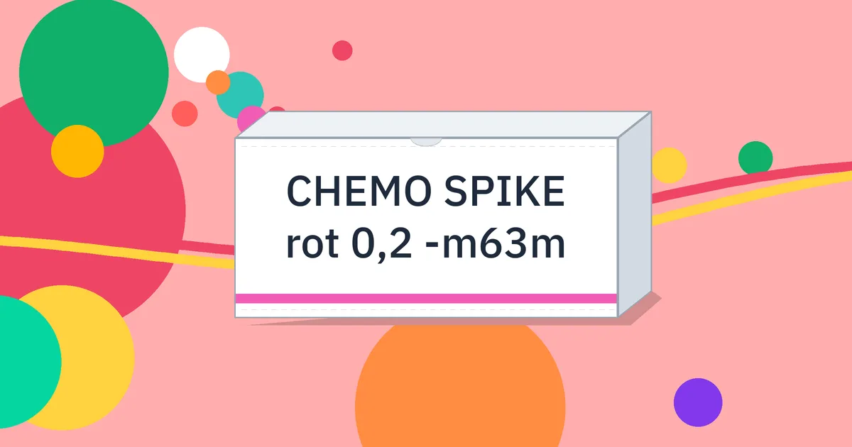 Symbolbild: Packung mit der Aufschrift CHEMO SPIKE rot 0,2 -m63m (PZN 04169150) – Verfügbarkeit und Bezug in Apotheken in Frankfurt am Main