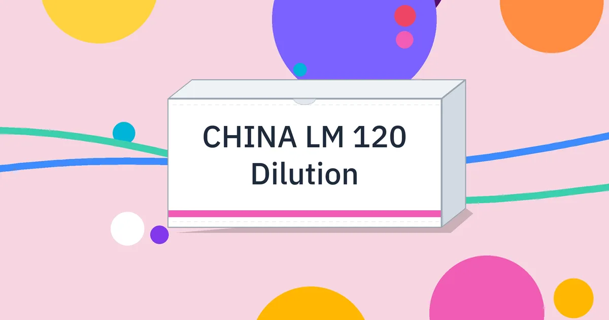 Symbolbild: Packung mit der Aufschrift CHINA LM 120 Dilution (PZN 12814110) – Verfügbarkeit und Bezug in Apotheken in Frankfurt am Main