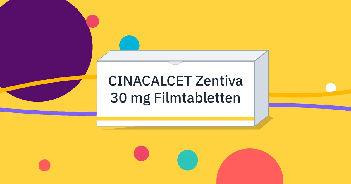 Symbolbild: Packung mit der Aufschrift CINACALCET Zentiva 30 mg Filmtabletten (PZN 15879676) – Verfügbarkeit und Bezug in Apotheken in Frankfurt am Main