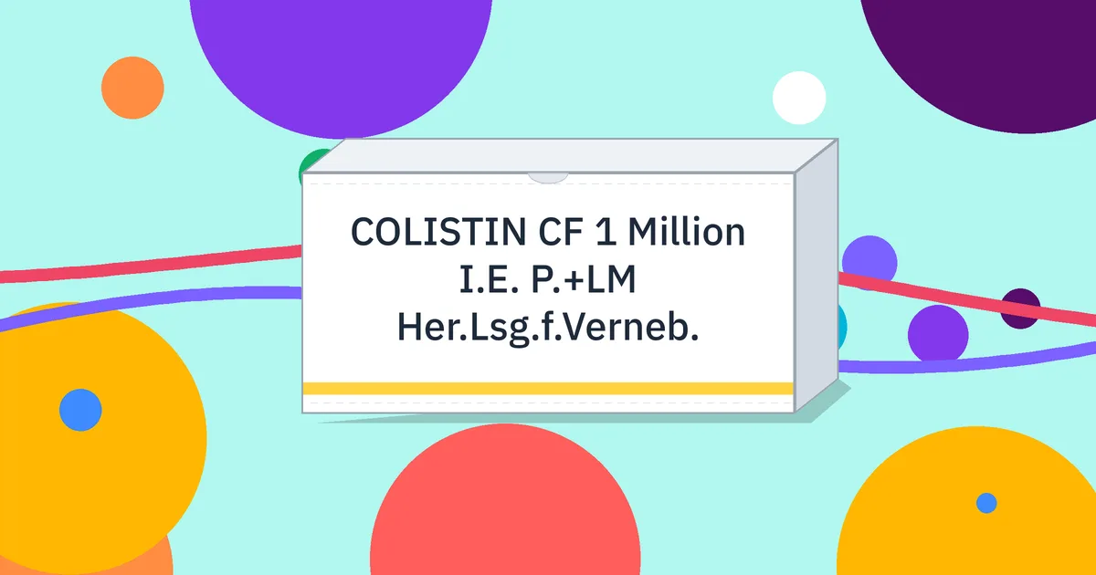 Symbolbild: Packung mit der Aufschrift COLISTIN CF 1 Million I.E. P.+LM Her.Lsg.f.Verneb. (PZN 02050551) – Verfügbarkeit und Bezug in Apotheken in Frankfurt am Main