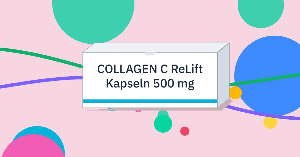 Symbolbild: Packung mit der Aufschrift COLLAGEN C ReLift Kapseln 500 mg (PZN 09442320) – Verfügbarkeit und Bezug in Apotheken in Frankfurt am Main