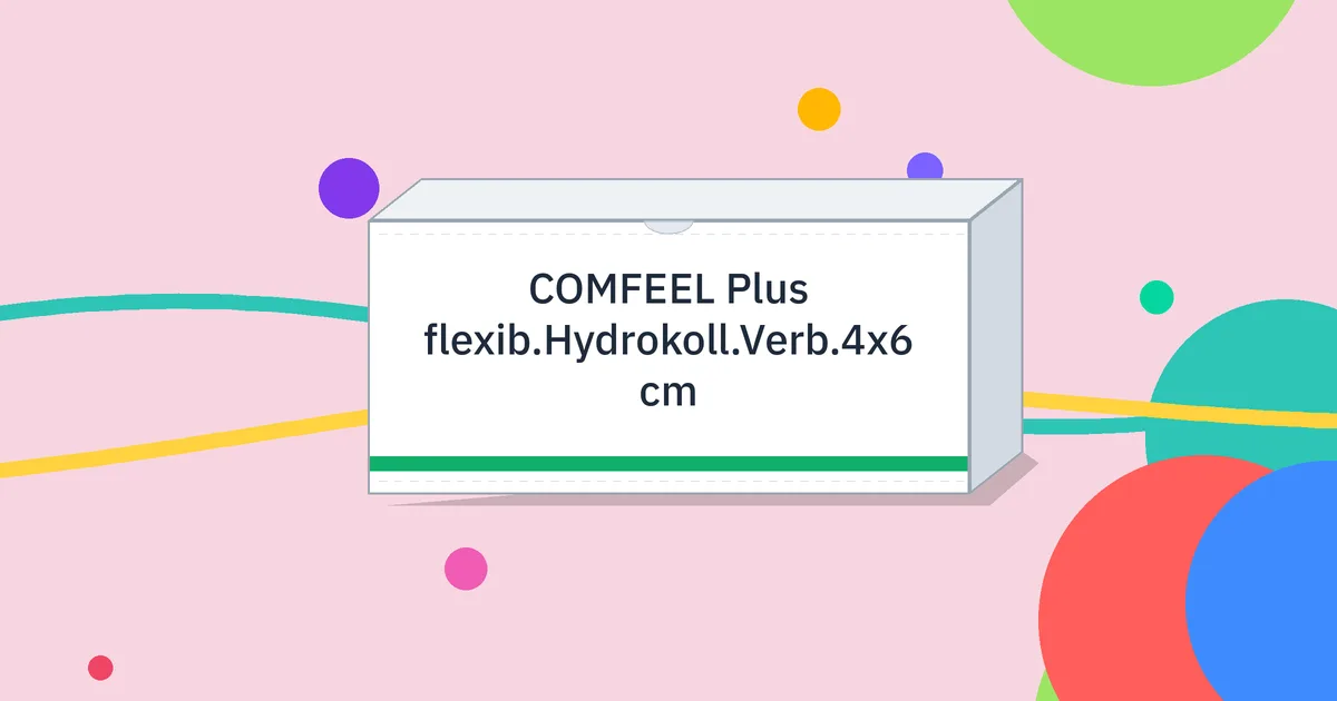 Symbolbild: Packung mit der Aufschrift COMFEEL Plus flexib.Hydrokoll.Verb.4x6 cm (PZN 19348504) – Verfügbarkeit und Bezug in Apotheken in Frankfurt am Main
