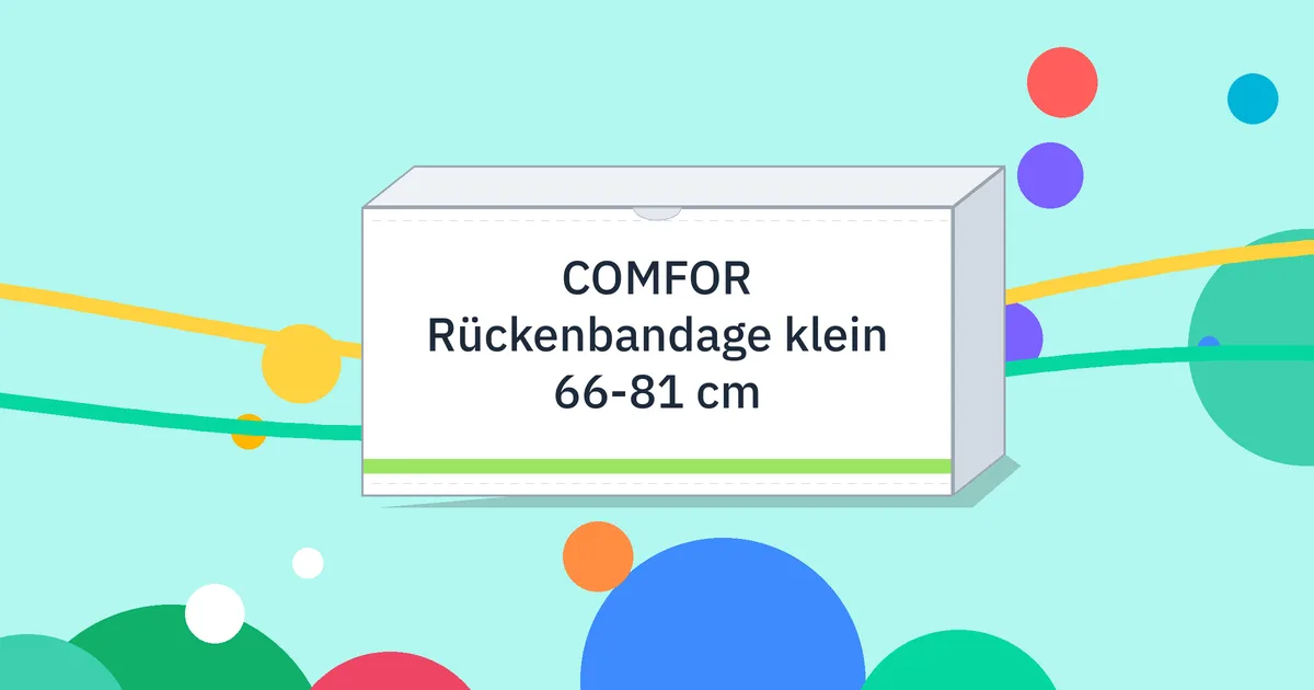 Symbolbild: Packung mit der Aufschrift COMFOR Rückenbandage klein 66-81 cm (PZN 04498126) – Verfügbarkeit und Bezug in Apotheken in Frankfurt am Main