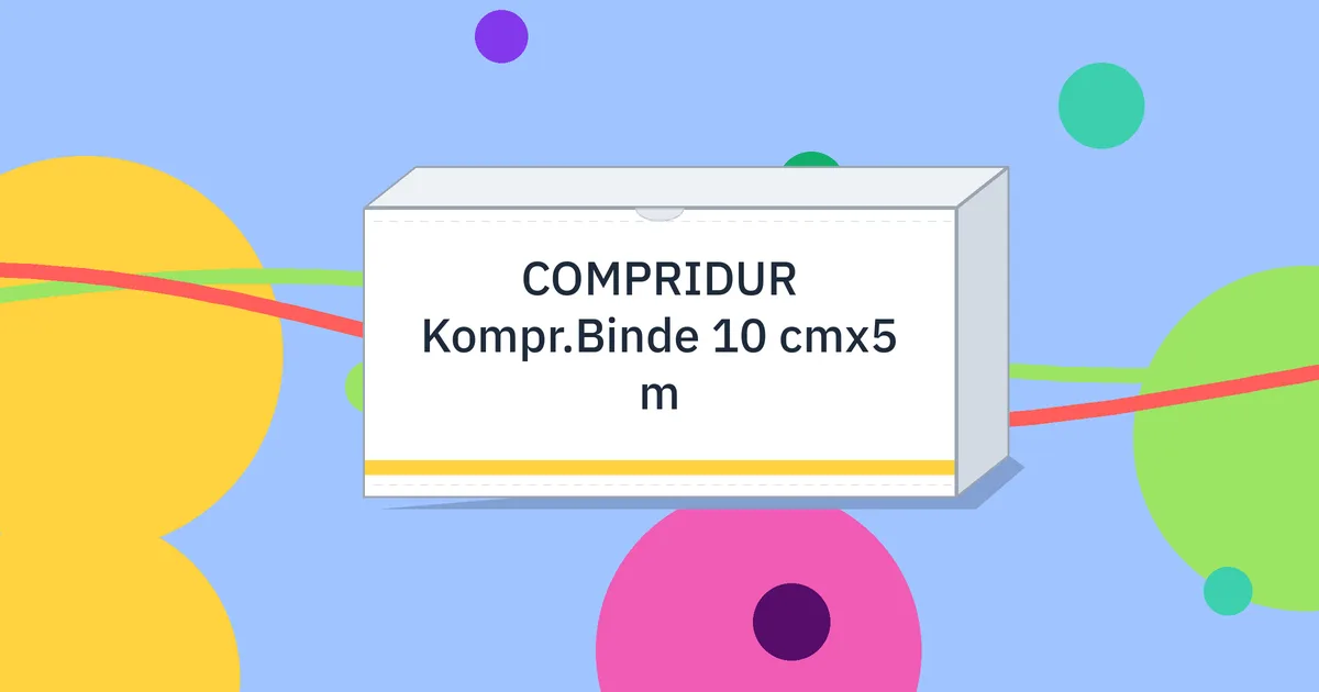 Symbolbild: Packung mit der Aufschrift COMPRIDUR Kompr.Binde 10 cmx5 m (PZN 02059641) – Verfügbarkeit und Bezug in Apotheken in Frankfurt am Main