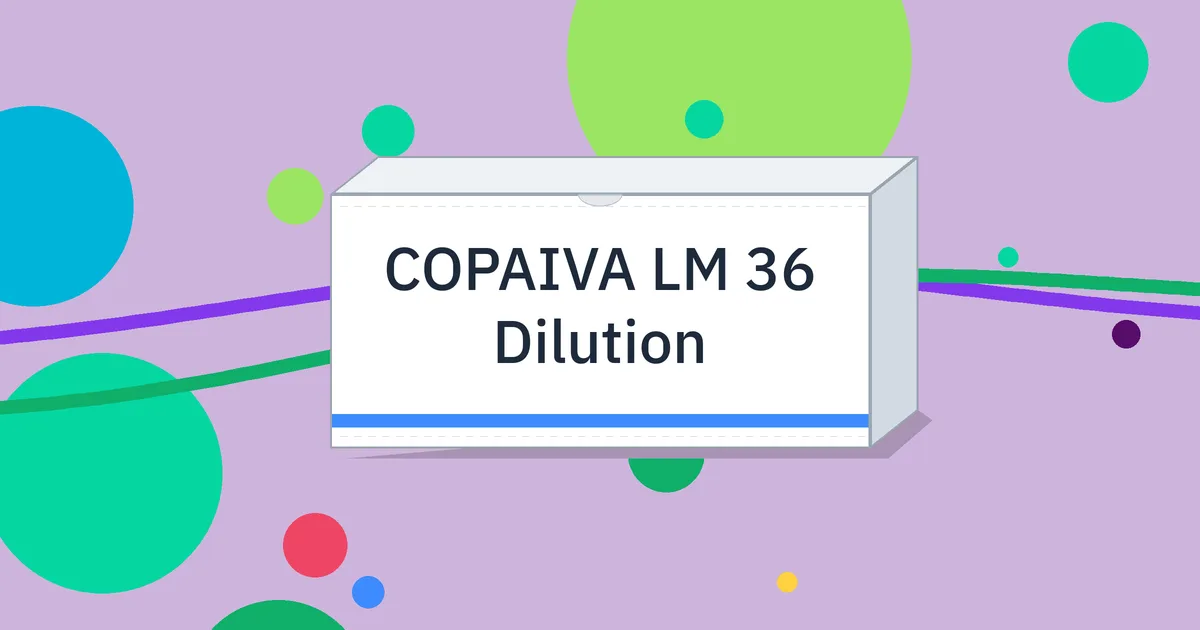 Symbolbild: Packung mit der Aufschrift COPAIVA LM 36 Dilution (PZN 13451307) – Verfügbarkeit und Bezug in Apotheken in Frankfurt am Main