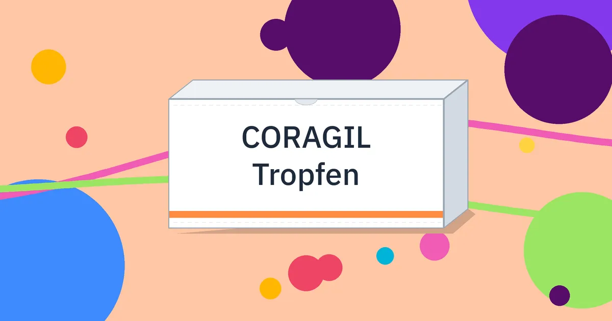 Symbolbild: Packung mit der Aufschrift CORAGIL Tropfen (PZN 12872113) – Verfügbarkeit und Bezug in Apotheken in Frankfurt am Main