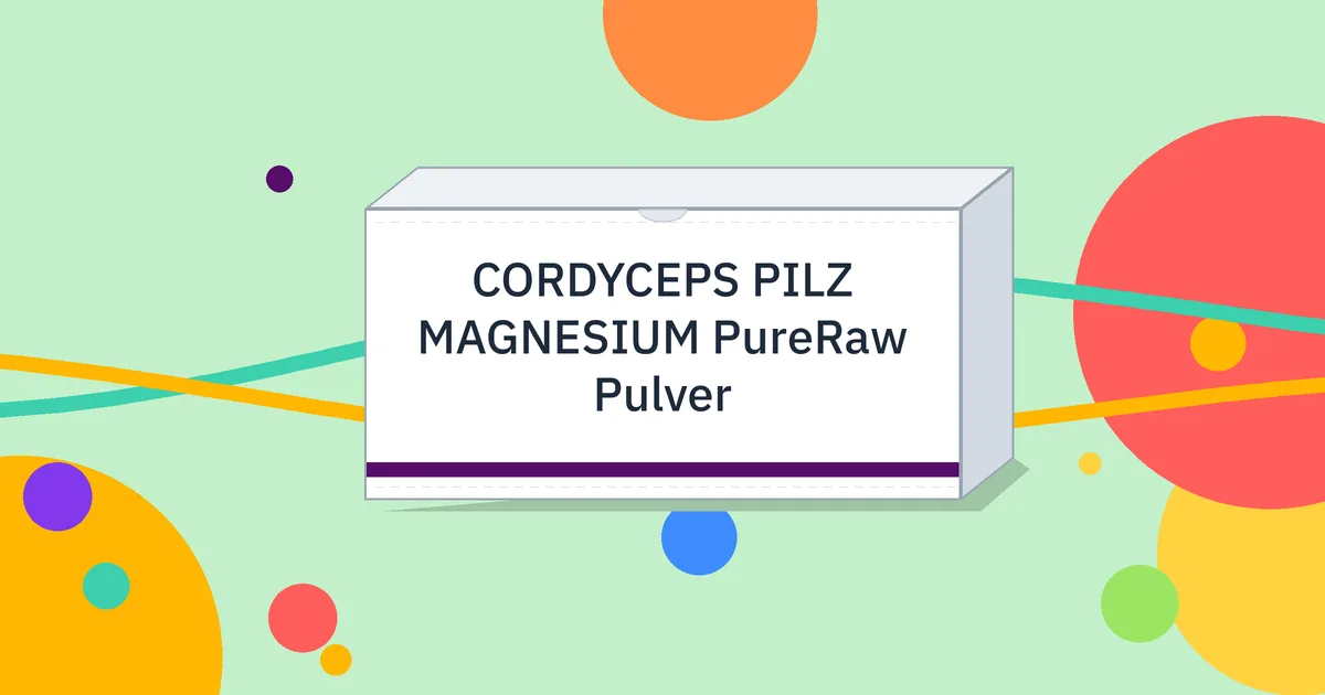 Symbolbild: Packung mit der Aufschrift CORDYCEPS PILZ MAGNESIUM PureRaw Pulver (PZN 16805898) – Verfügbarkeit und Bezug in Apotheken in Frankfurt am Main