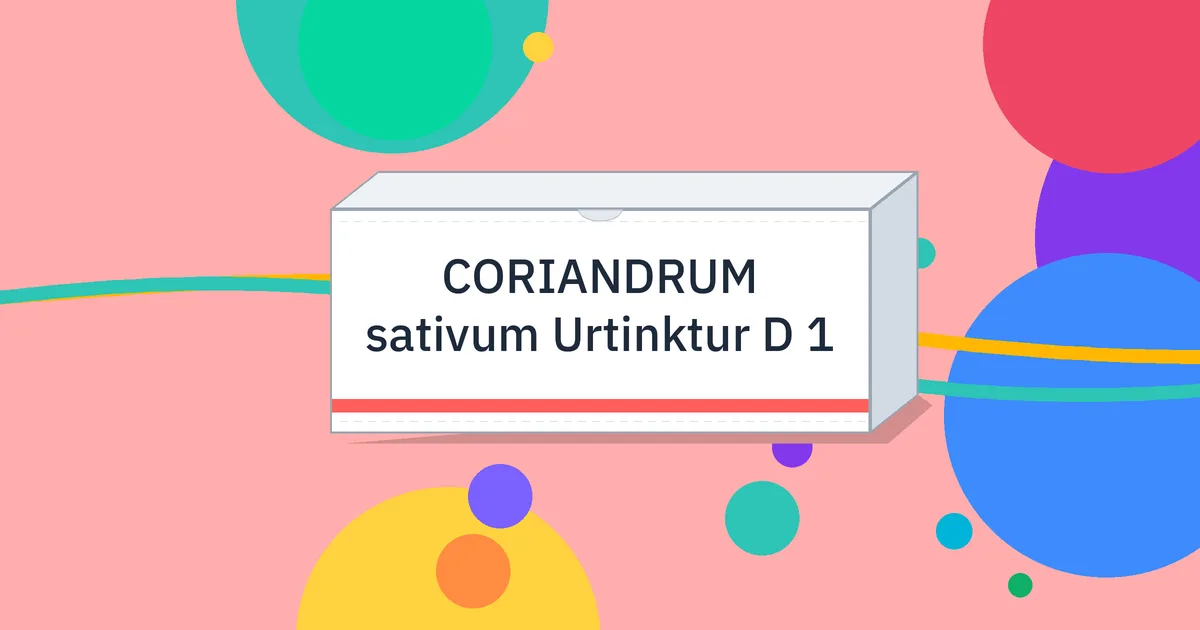 Symbolbild: Packung mit der Aufschrift CORIANDRUM sativum Urtinktur D 1 (PZN 00000589) – Verfügbarkeit und Bezug in Apotheken in Frankfurt am Main