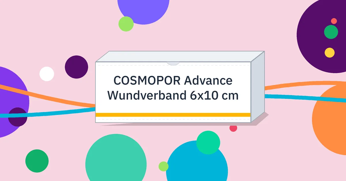 Symbolbild: Packung mit der Aufschrift COSMOPOR Advance Wundverband 6x10 cm (PZN 19521345) – Verfügbarkeit und Bezug in Apotheken in Frankfurt am Main