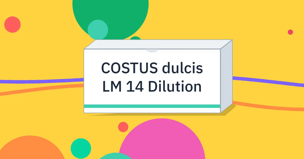 Symbolbild: Packung mit der Aufschrift COSTUS dulcis LM 14 Dilution (PZN 13454955) – Verfügbarkeit und Bezug in Apotheken in Frankfurt am Main