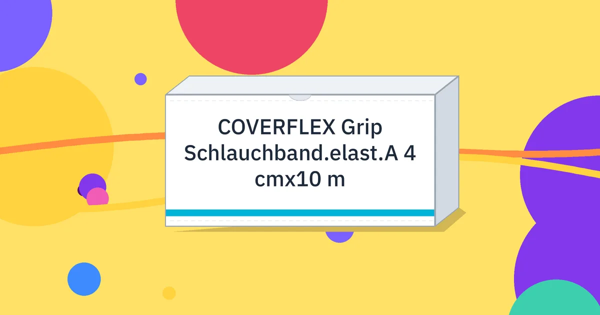 Symbolbild: Packung mit der Aufschrift COVERFLEX Grip Schlauchband.elast.A 4 cmx10 m (PZN 13971283) – Verfügbarkeit und Bezug in Apotheken in Frankfurt am Main