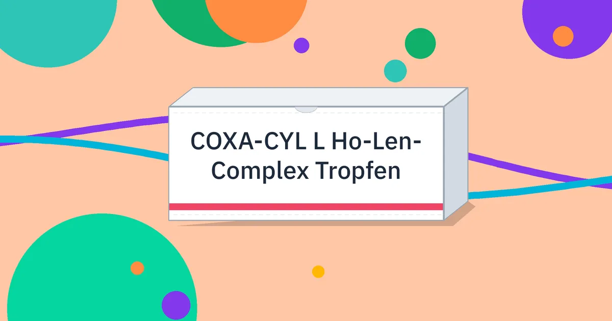 Symbolbild: Packung mit der Aufschrift COXA-CYL L Ho-Len-Complex Tropfen (PZN 03394703) – Verfügbarkeit und Bezug in Apotheken in Frankfurt am Main
