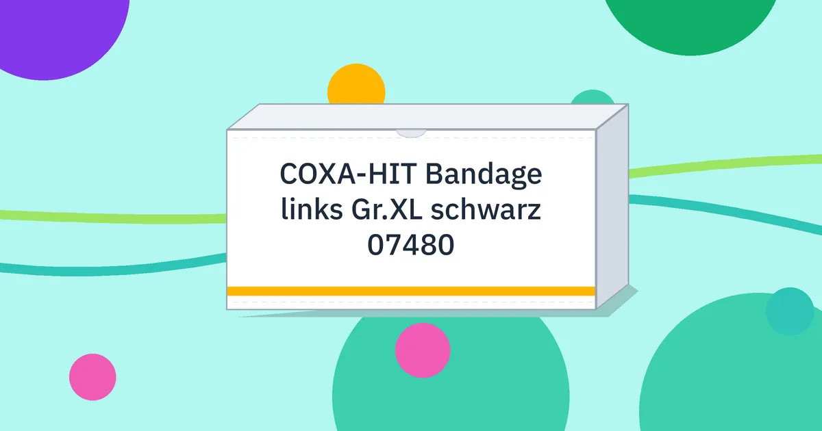 Symbolbild: Packung mit der Aufschrift COXA-HIT Bandage links Gr.XL schwarz 07480 (PZN 02531322) – Verfügbarkeit und Bezug in Apotheken in Frankfurt am Main