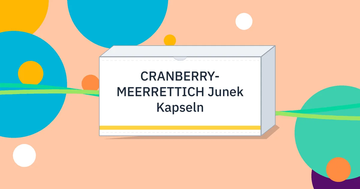 Symbolbild: Packung mit der Aufschrift CRANBERRY-MEERRETTICH Junek Kapseln (PZN 10307099) – Verfügbarkeit und Bezug in Apotheken in Frankfurt am Main