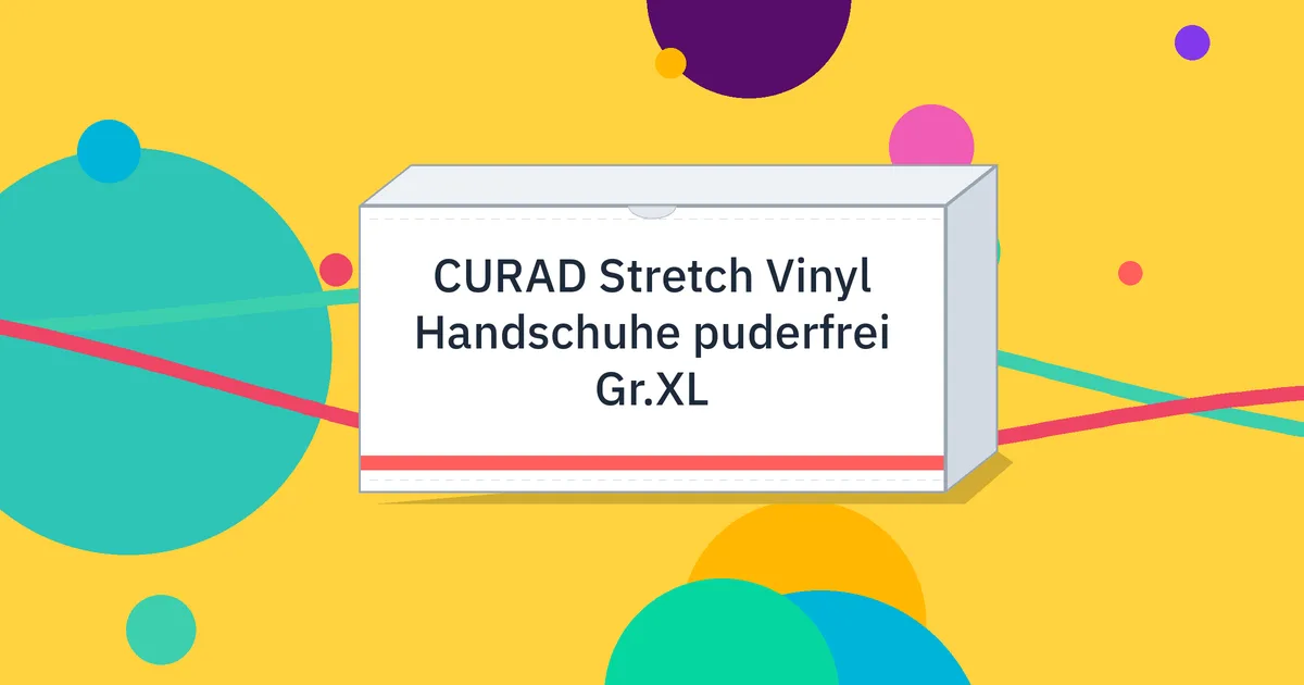 Symbolbild: Packung mit der Aufschrift CURAD Stretch Vinyl Handschuhe puderfrei Gr.XL (PZN 01551653) – Verfügbarkeit und Bezug in Apotheken in Frankfurt am Main