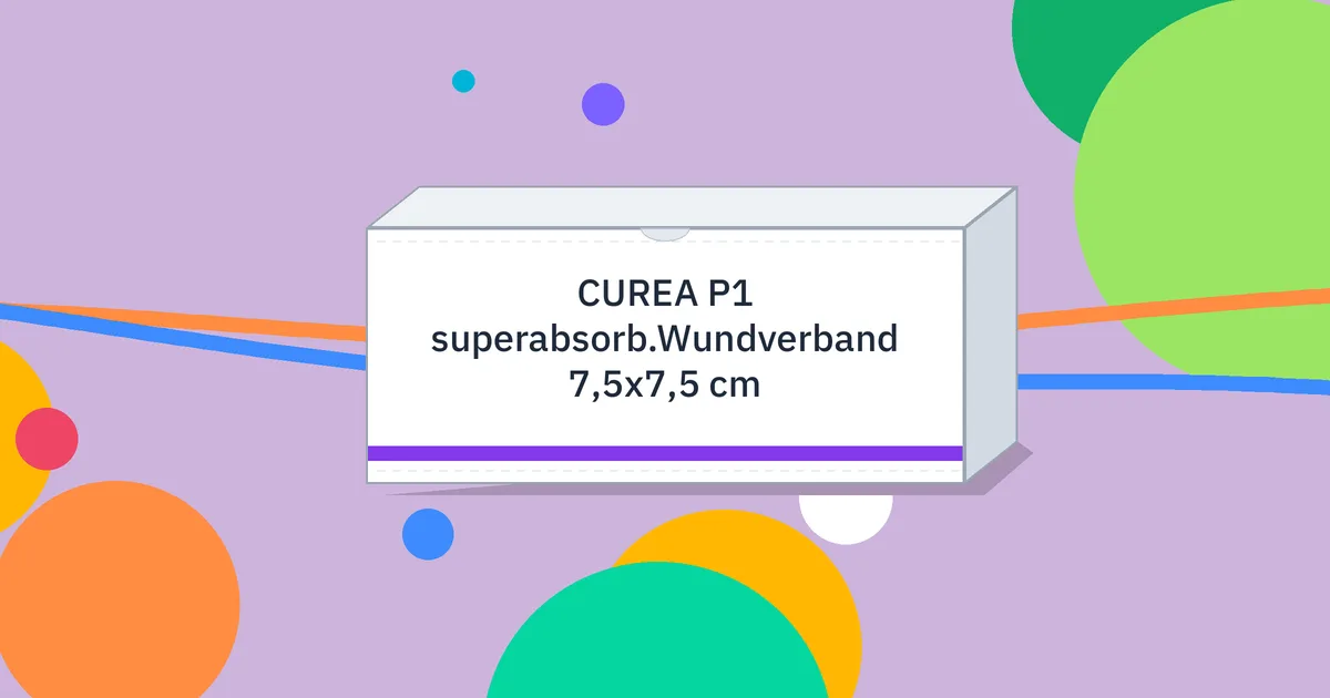 Symbolbild: Packung mit der Aufschrift CUREA P1 superabsorb.Wundverband 7,5x7,5 cm (PZN 11586670) – Verfügbarkeit und Bezug in Apotheken in Frankfurt am Main
