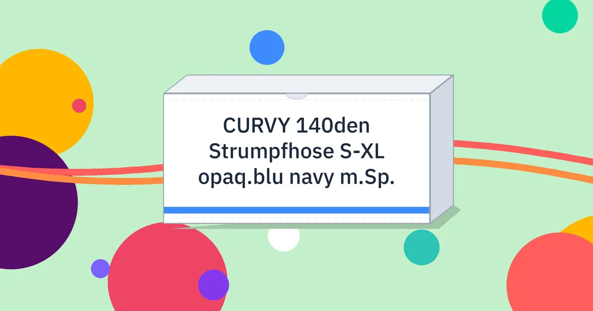 Symbolbild: Packung mit der Aufschrift CURVY 140den Strumpfhose S-XL opaq.blu navy m.Sp. (PZN 16354183) – Verfügbarkeit und Bezug in Apotheken in Frankfurt am Main