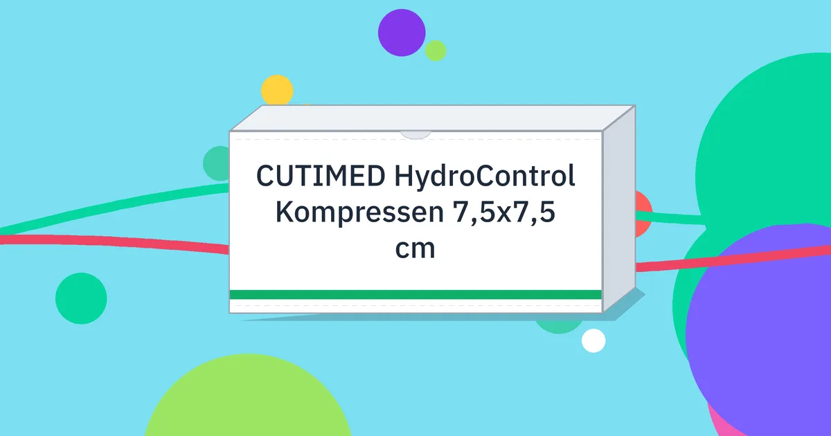 Symbolbild: Packung mit der Aufschrift CUTIMED HydroControl Kompressen 7,5x7,5 cm (PZN 17863662) – Verfügbarkeit und Bezug in Apotheken in Frankfurt am Main