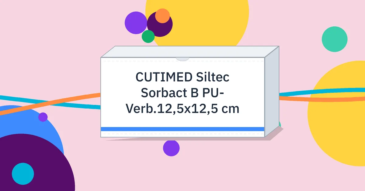 Symbolbild: Packung mit der Aufschrift CUTIMED Siltec Sorbact B PU-Verb.12,5x12,5 cm (PZN 19975690) – Verfügbarkeit und Bezug in Apotheken in Frankfurt am Main