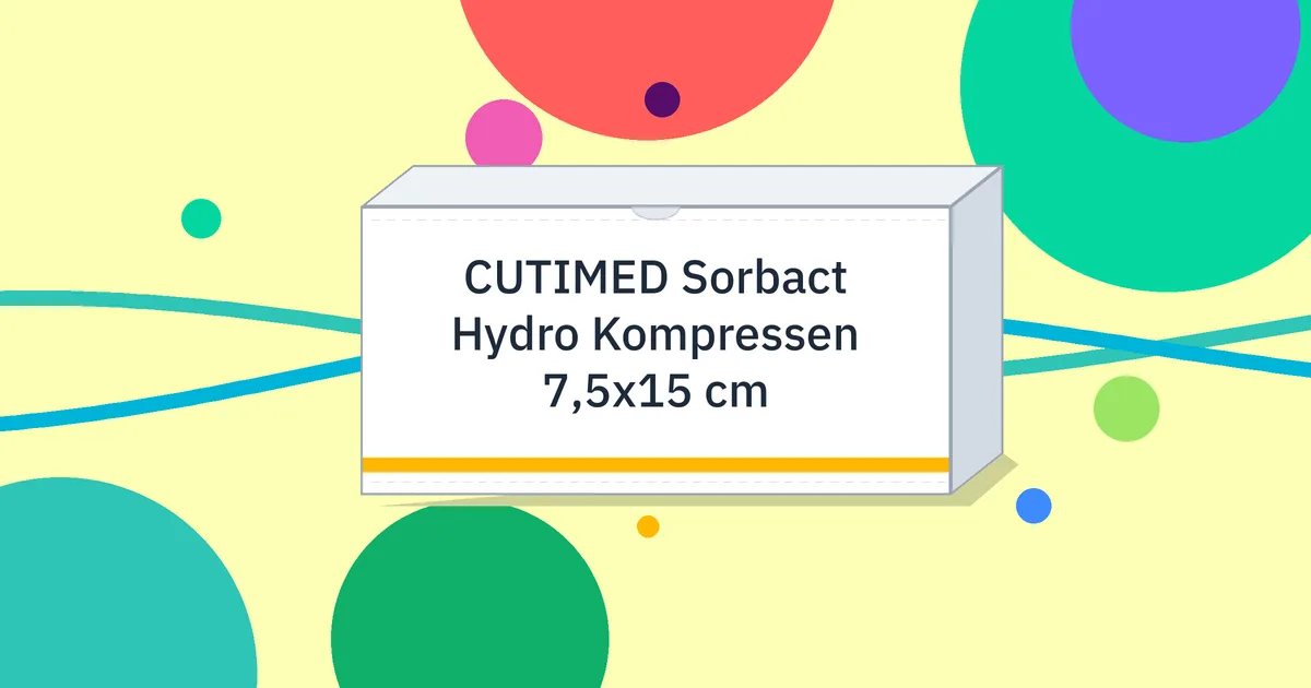 Symbolbild: Packung mit der Aufschrift CUTIMED Sorbact Hydro Kompressen 7,5x15 cm (PZN 20114361) – Verfügbarkeit und Bezug in Apotheken in Frankfurt am Main
