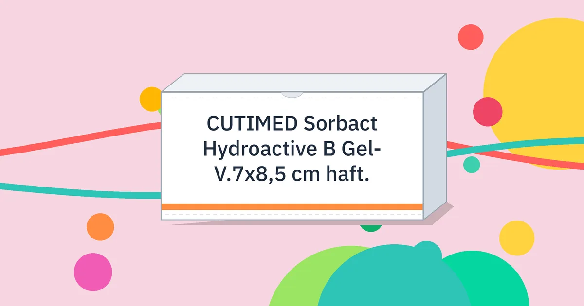 Symbolbild: Packung mit der Aufschrift CUTIMED Sorbact Hydroactive B Gel-V.7x8,5 cm haft. (PZN 17860043) – Verfügbarkeit und Bezug in Apotheken in Frankfurt am Main