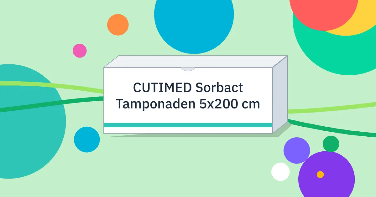 Symbolbild: Packung mit der Aufschrift CUTIMED Sorbact Tamponaden 5x200 cm (PZN 18323057) – Verfügbarkeit und Bezug in Apotheken in Frankfurt am Main