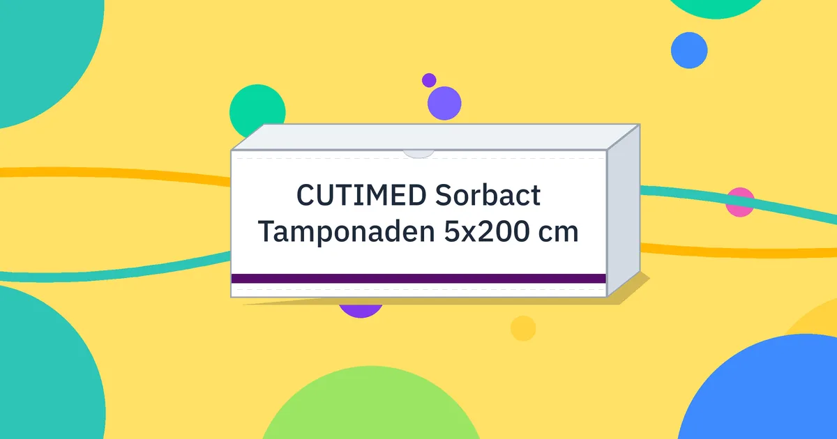 Symbolbild: Packung mit der Aufschrift CUTIMED Sorbact Tamponaden 5x200 cm (PZN 19962859) – Verfügbarkeit und Bezug in Apotheken in Frankfurt am Main