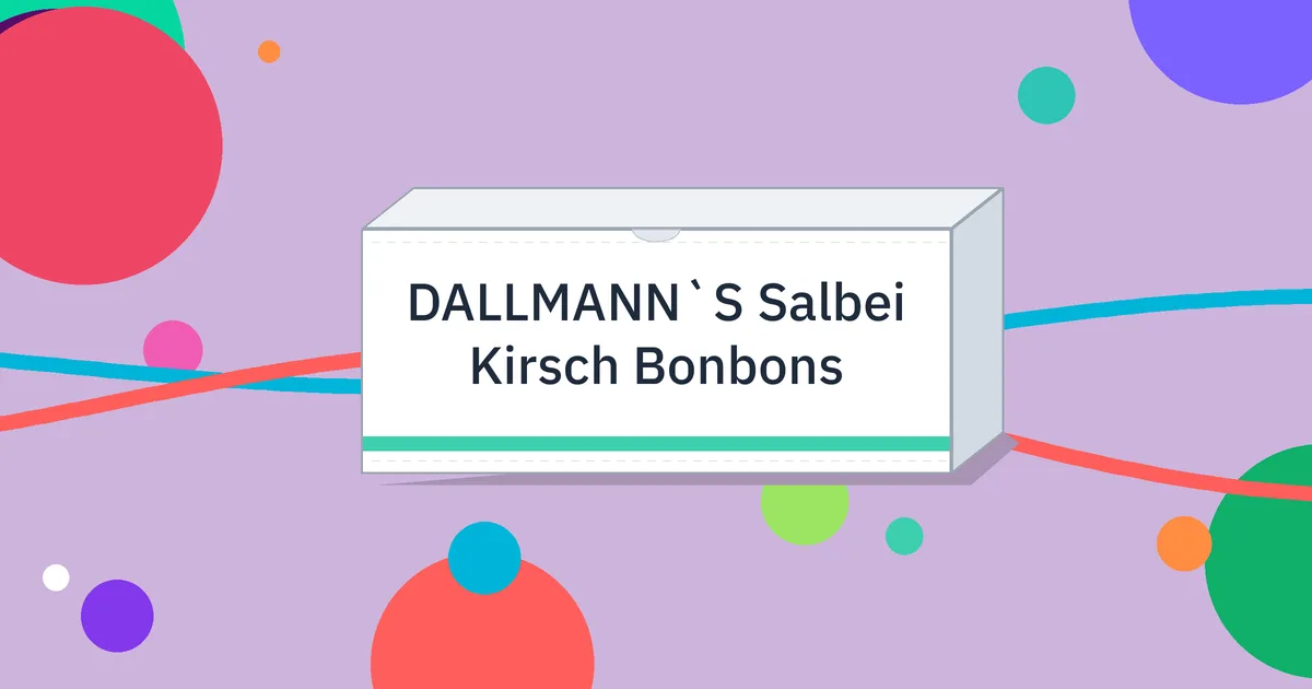 Symbolbild: Packung mit der Aufschrift DALLMANN`S Salbei Kirsch Bonbons (PZN 13623636) – Verfügbarkeit und Bezug in Apotheken in Frankfurt am Main