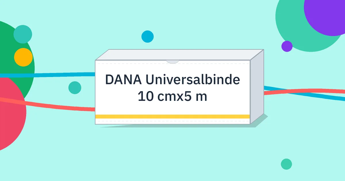 Symbolbild: Packung mit der Aufschrift DANA Universalbinde 10 cmx5 m (PZN 07636209) – Verfügbarkeit und Bezug in Apotheken in Frankfurt am Main