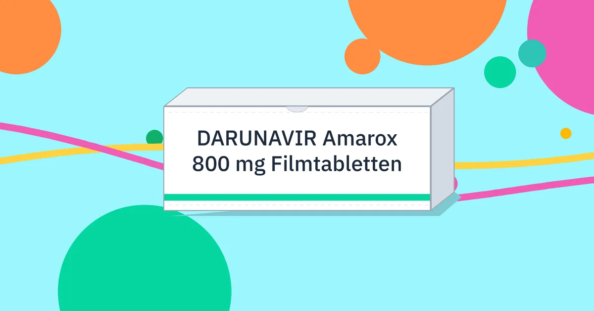 Symbolbild: Packung mit der Aufschrift DARUNAVIR Amarox 800 mg Filmtabletten (PZN 17201398) – Verfügbarkeit und Bezug in Apotheken in Frankfurt am Main