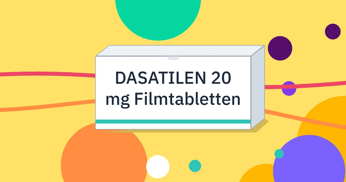Symbolbild: Packung mit der Aufschrift DASATILEN 20 mg Filmtabletten (PZN 16138083) – Verfügbarkeit und Bezug in Apotheken in Frankfurt am Main