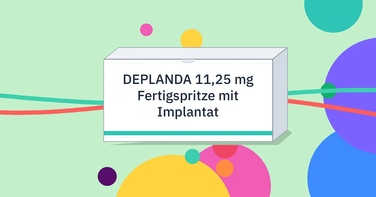 Symbolbild: Packung mit der Aufschrift DEPLANDA 11,25 mg Fertigspritze mit Implantat (PZN 20060197) – Verfügbarkeit und Bezug in Apotheken in Frankfurt am Main