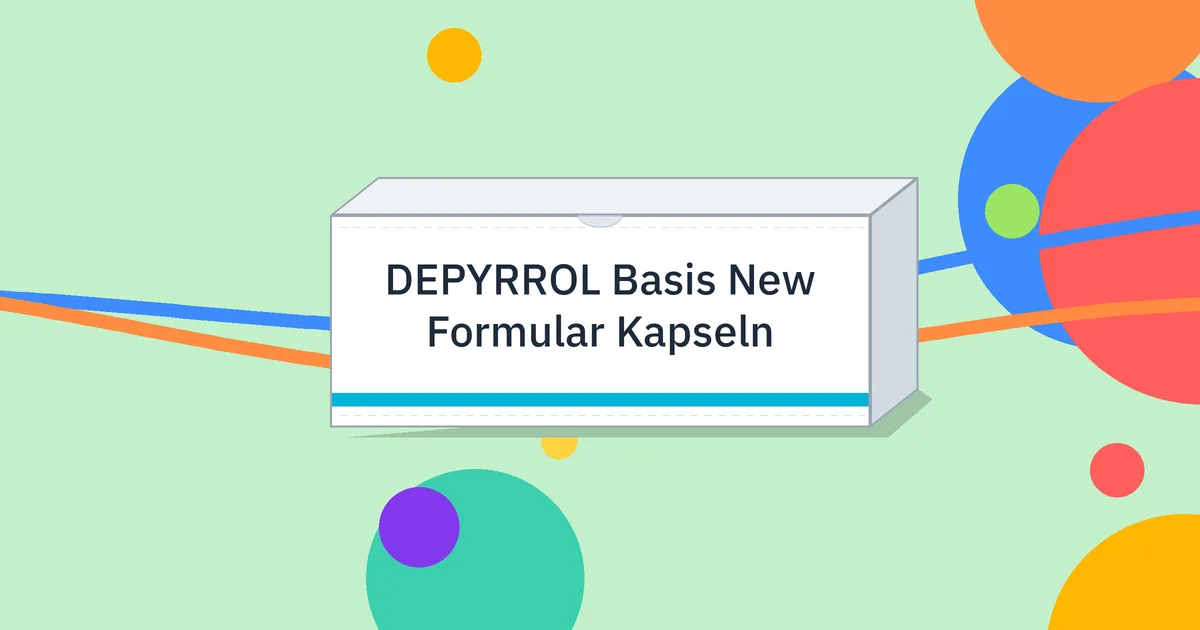 Symbolbild: Packung mit der Aufschrift DEPYRROL Basis New Formular Kapseln (PZN 11553794) – Verfügbarkeit und Bezug in Apotheken in Frankfurt am Main